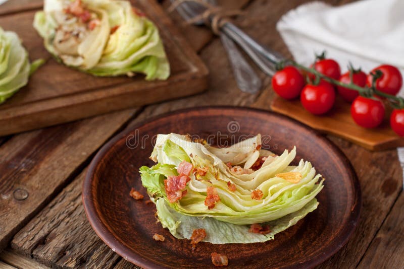 Baked Cabbage with Bacon and Garlic Stock Photo - Image of organic ...