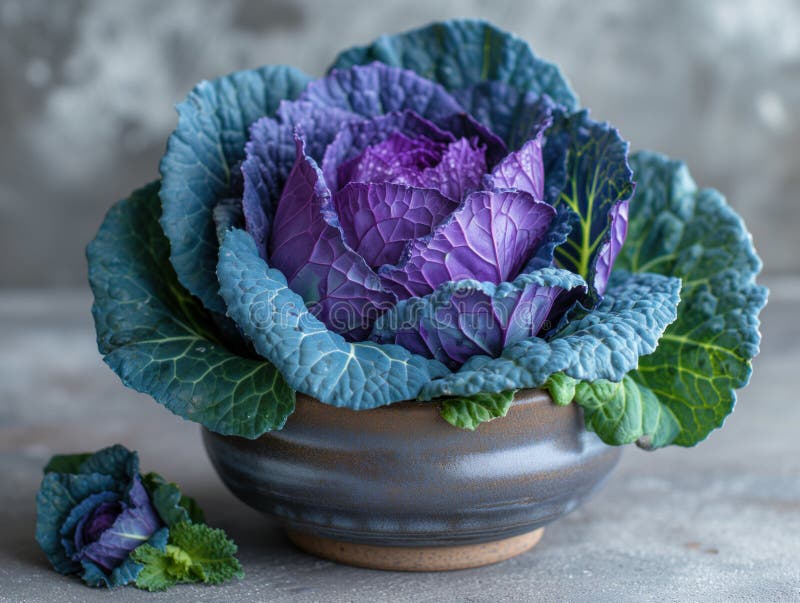Cabbage of Blue Cabbage in Bowl Stock Illustration - Illustration of ...