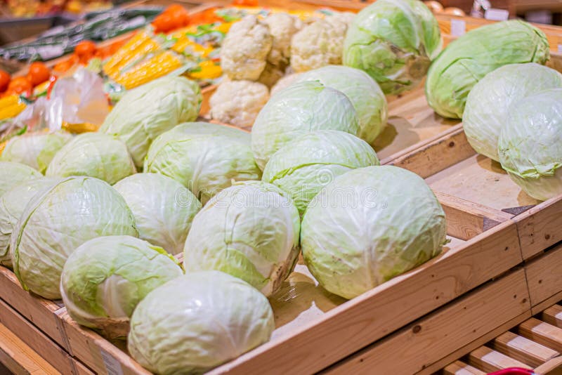 Cabbage in the Boxes in the Stores Stock Image - Image of boxes, juicy ...