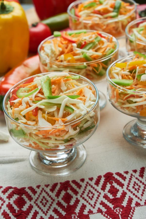 Cabbage and Carrot Salat. Beautiful Serving Dishes. Restaurant Menu ...