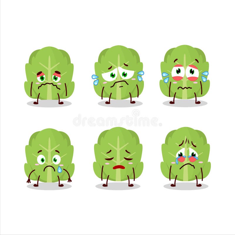 Cabbage Cartoon in Character with Sad Expression Stock Vector ...
