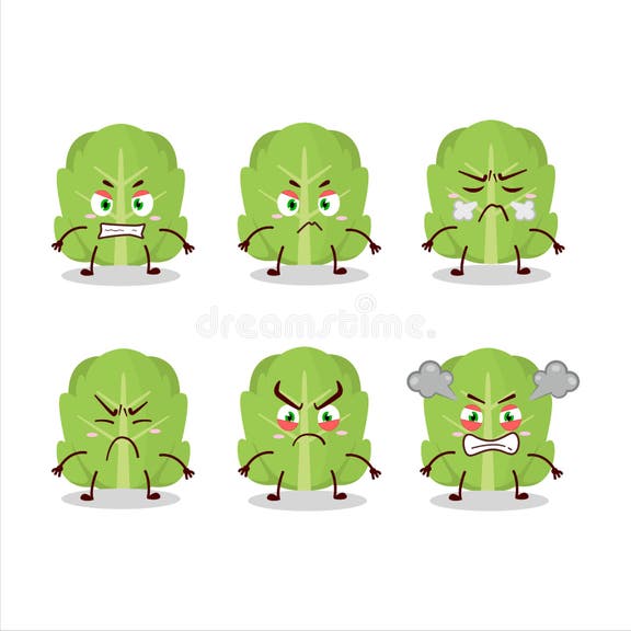 Cabbage Cartoon Character with Various Angry Expressions Stock Vector ...