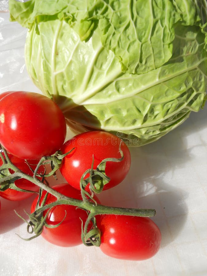 Cabbage with Cherry Tomatoes Stock Image - Image of cabbage, land: 23428827