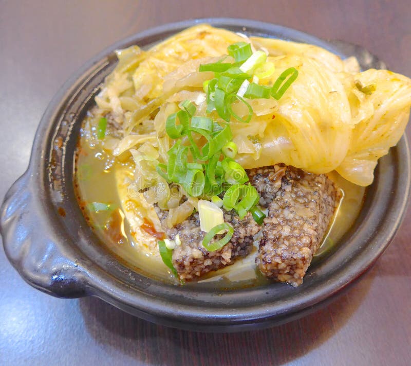 Cabbage Clay Pot with Black Rice Cakes Closeup Stock Image - Image of ...