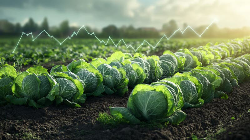 Cabbage Crop in a Sunny Field Showcasing Growth Patterns and ...