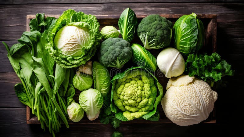 Cabbage of Different Varieties and Types, Flatlay Vegetables, a Banner ...