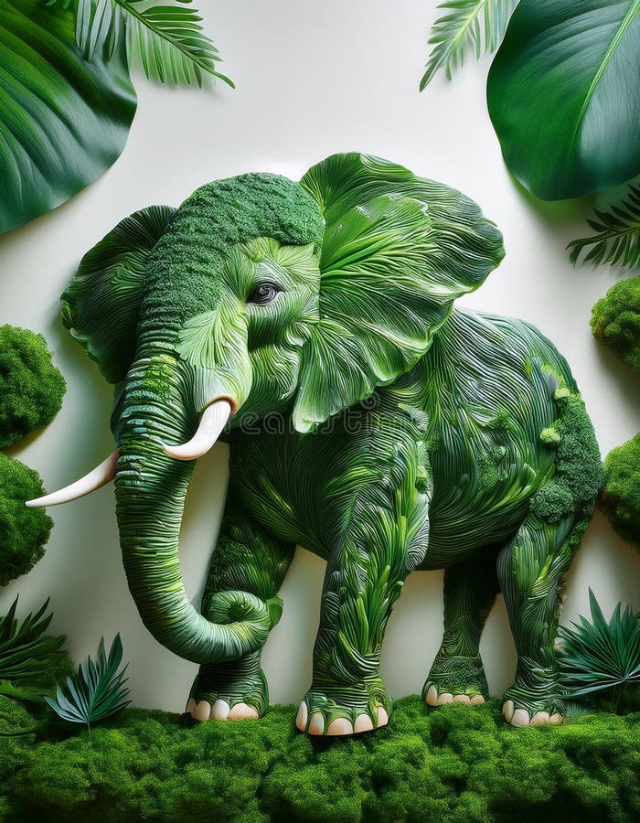 Cabbage Elephant Conceptual Image Stock Image - Image of jungle, leaves ...
