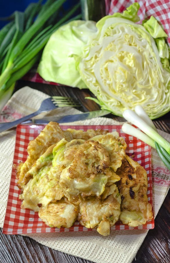 Cabbage Fried in Batter on a Plate Stock Image - Image of foodstuff ...