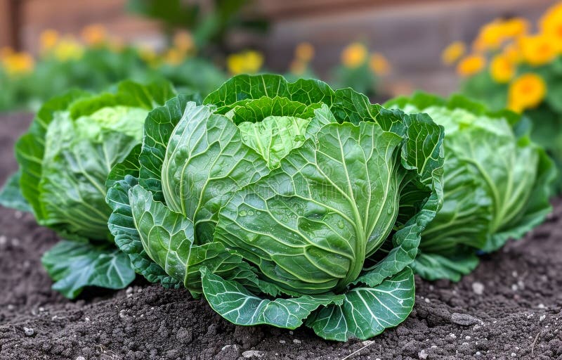 Cabbage Grows in the Garden. a Photo of an Extremely Large Green ...
