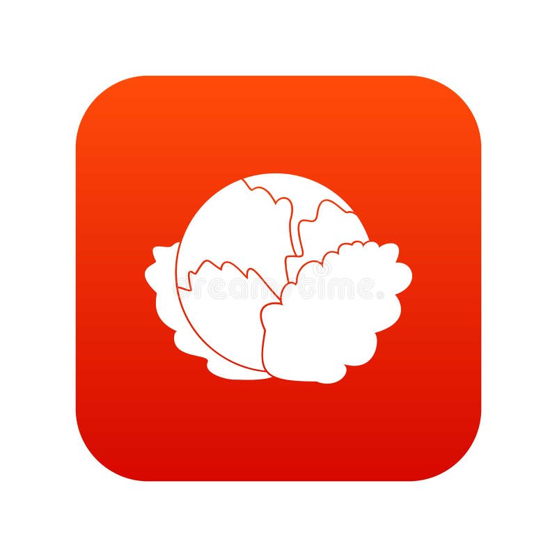 Cabbage icon digital red stock vector. Illustration of harvest - 100424202