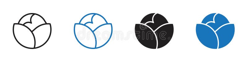 Cabbage Icon Linear Graphics Set Vector in Black Stock Illustration ...