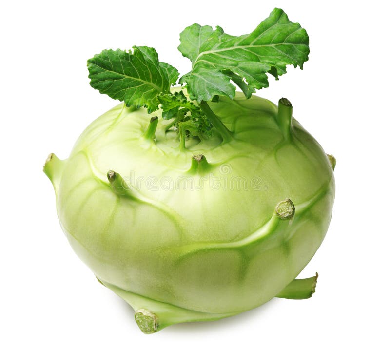 Cabbage Kohlrabi Isolated on White Background Closeup. Top View. Flat ...