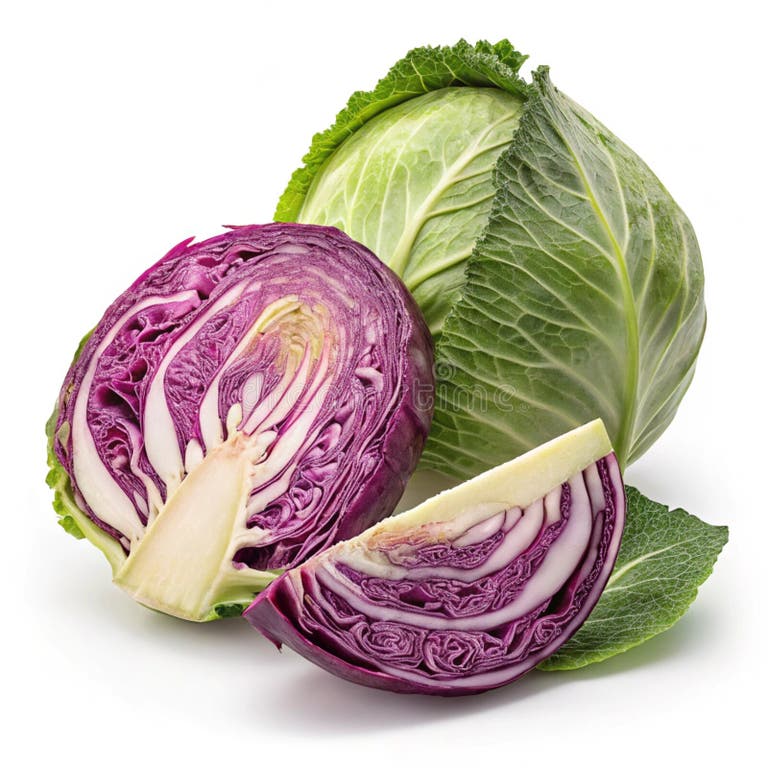 A Cabbage and a Piece of Cabbage Stock Illustration - Illustration of ...