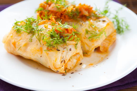 Cabbage Rolls Cabbage with Carrots and Rice Stock Image - Image of dish ...