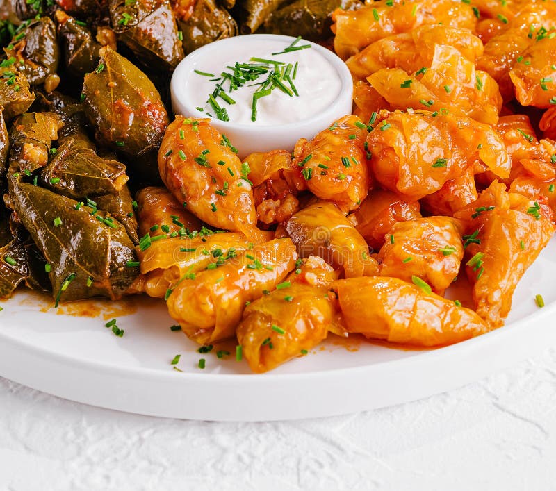 Cabbage Rolls and Dolma Cabbage Rolls Grape Leaves Filling Stock Image ...