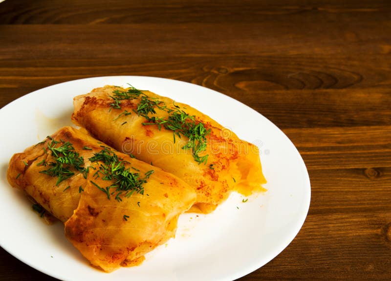 Cabbage Rolls on a Plate. Cabbage Rolls Top View Stock Photo - Image of ...