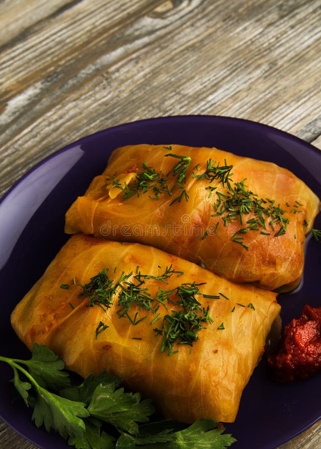 Cabbage Rolls on a Plate. Cabbage Rolls Top View Stock Image - Image of ...