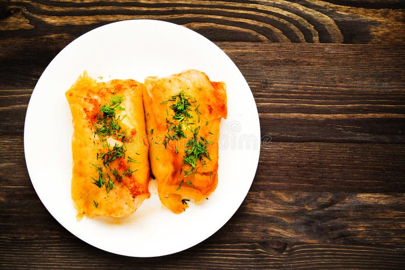 Cabbage Rolls on a Plate. Cabbage Rolls Top View Stock Photo - Image of ...