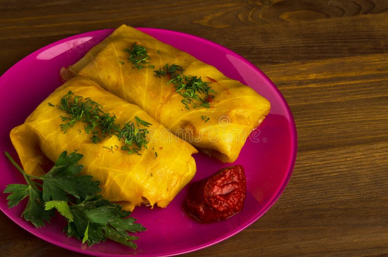 Cabbage Rolls on a Plate. Cabbage Rolls Top View Stock Image - Image of ...