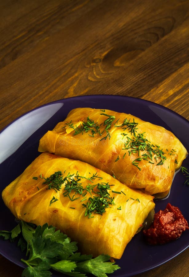 Cabbage Rolls on a Plate. Cabbage Rolls Top View Stock Photo - Image of ...