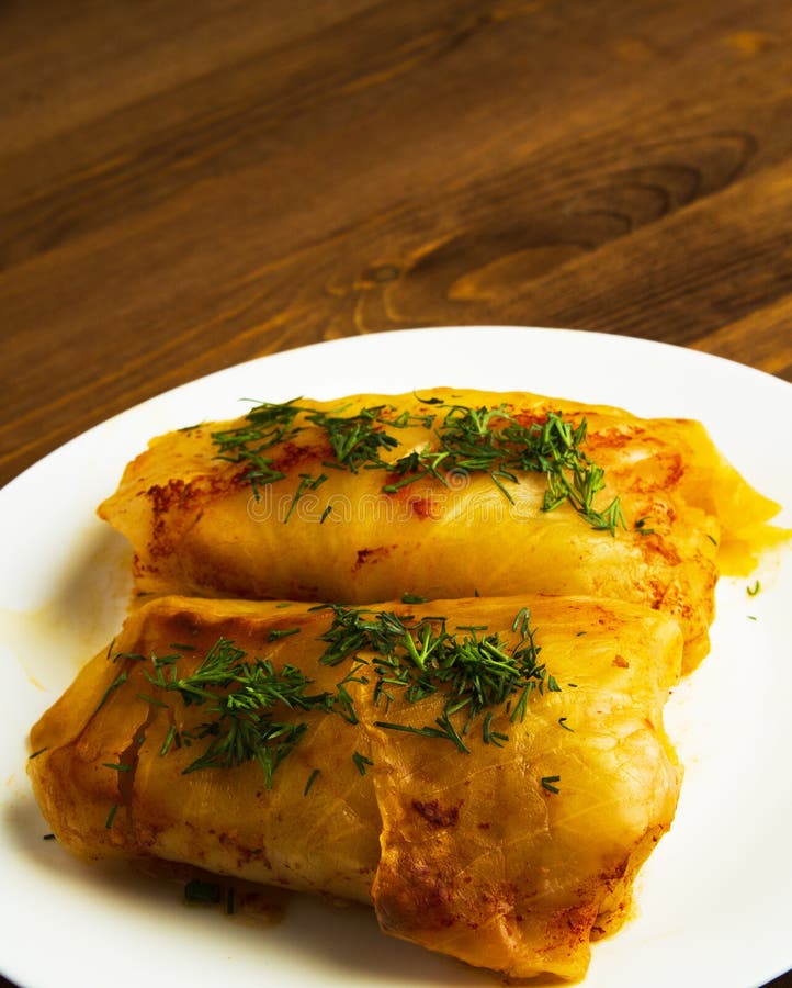 Cabbage Rolls on a Plate. Cabbage Rolls Top View Stock Photo - Image of ...