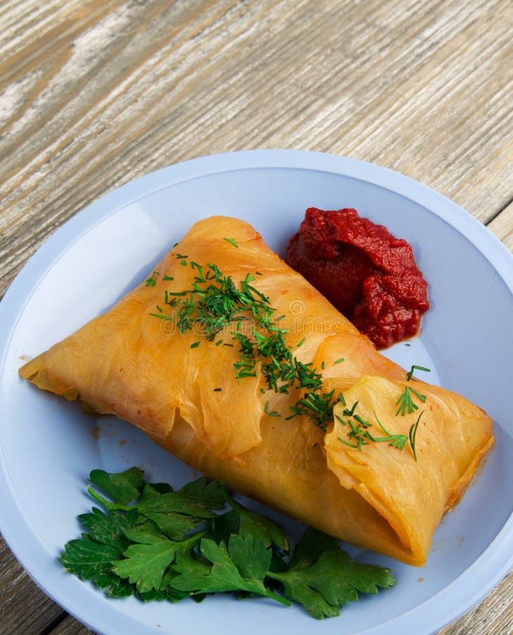 Cabbage Rolls on a Plate. Cabbage Rolls Top View Stock Image - Image of ...