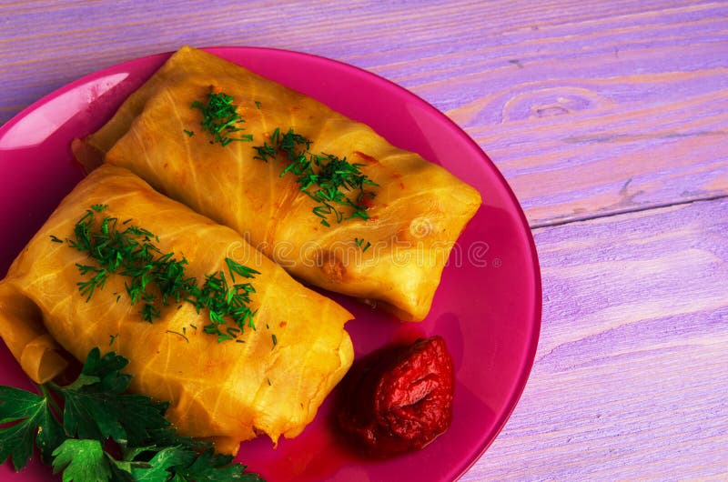 Cabbage Rolls on a Plate. Cabbage Rolls Top View Stock Image - Image of ...