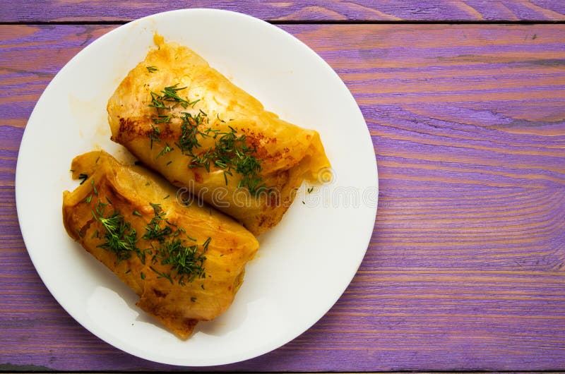 Cabbage Rolls on a Plate. Cabbage Rolls Top View Stock Image - Image of ...