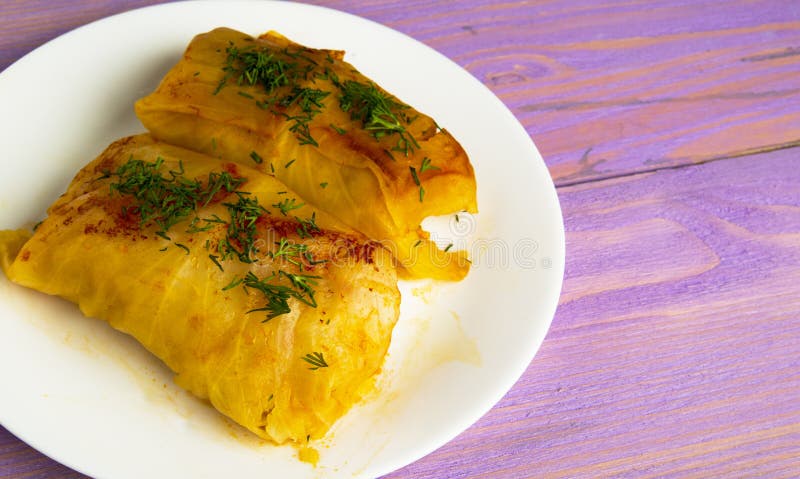 Cabbage Rolls on a Plate. Cabbage Rolls Top View Stock Photo - Image of ...