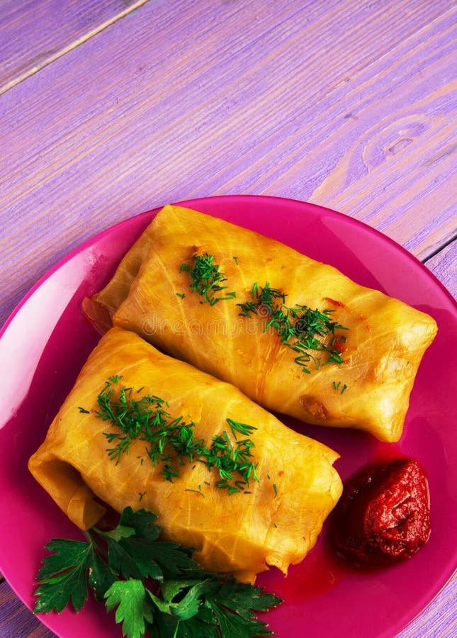 Cabbage Rolls on a Plate. Cabbage Rolls Top View Stock Photo - Image of ...