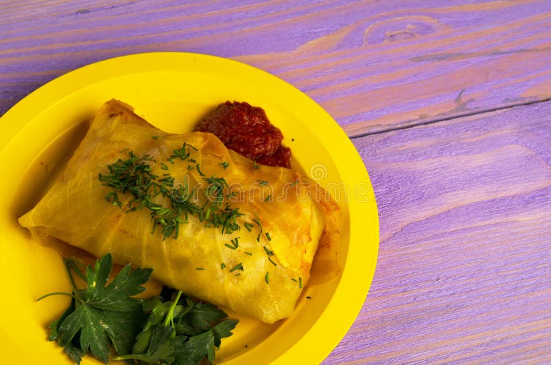 Cabbage Rolls on a Plate. Cabbage Rolls Top View Stock Image - Image of ...
