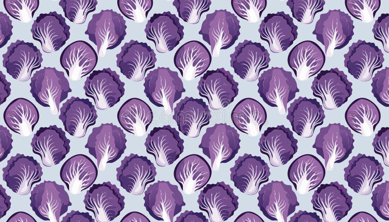 Cabbage Seamless Pattern. Vector Illustration in Purple and Violet ...