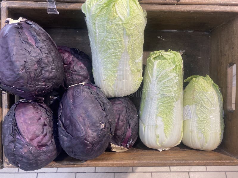Cabbage in the Store for Sale. Cabbage in a Box Stock Photo - Image of ...