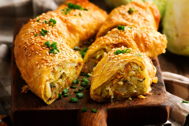 Cabbage Strudel. Rustic Style. Selective Focus. Stock Photo - Image of ...