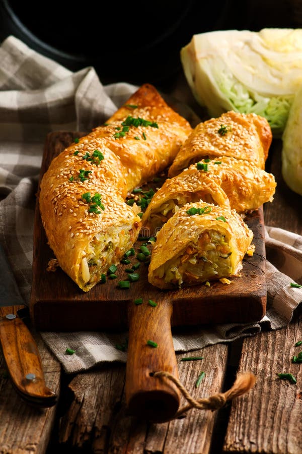 Cabbage Strudel. Rustic Style.selective Focus. Stock Photo - Image of ...