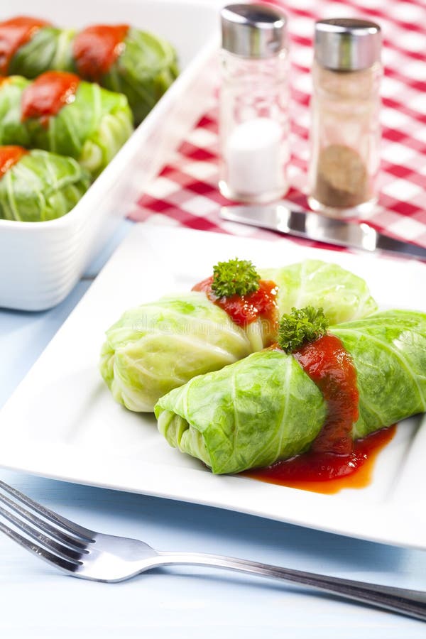Cabbage Stuffed with Rice and Meat Stock Image - Image of healthy ...