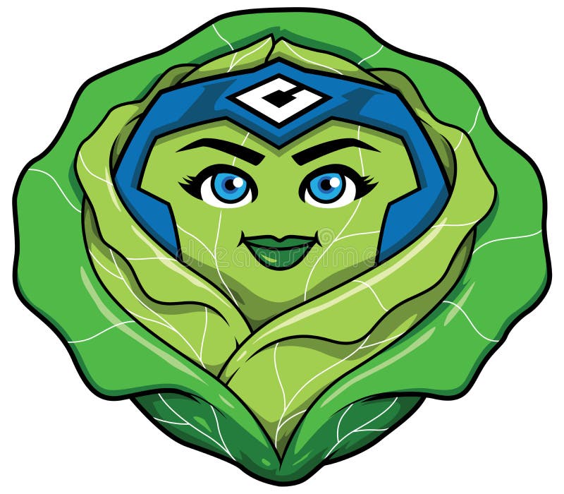 Cabbage Superhero. Super Vegetable in Mask and Raincoat Stock Vector ...