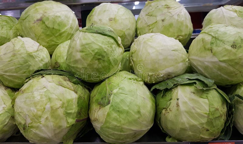 Cabbage in Vegetable Super Market for Sale Stock Image - Image of green ...