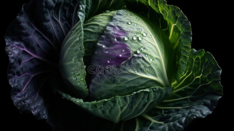 Cabbage Visible Drops of Water Generative AI Stock Illustration ...