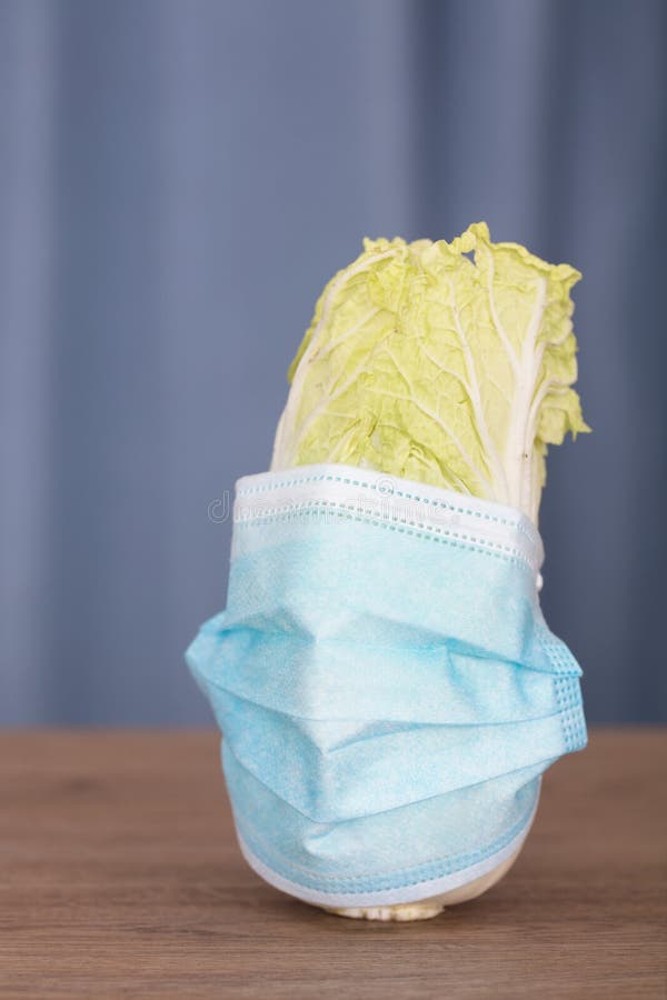 Cabbage Wearing a Mask on Table Stock Image - Image of scales, objects ...