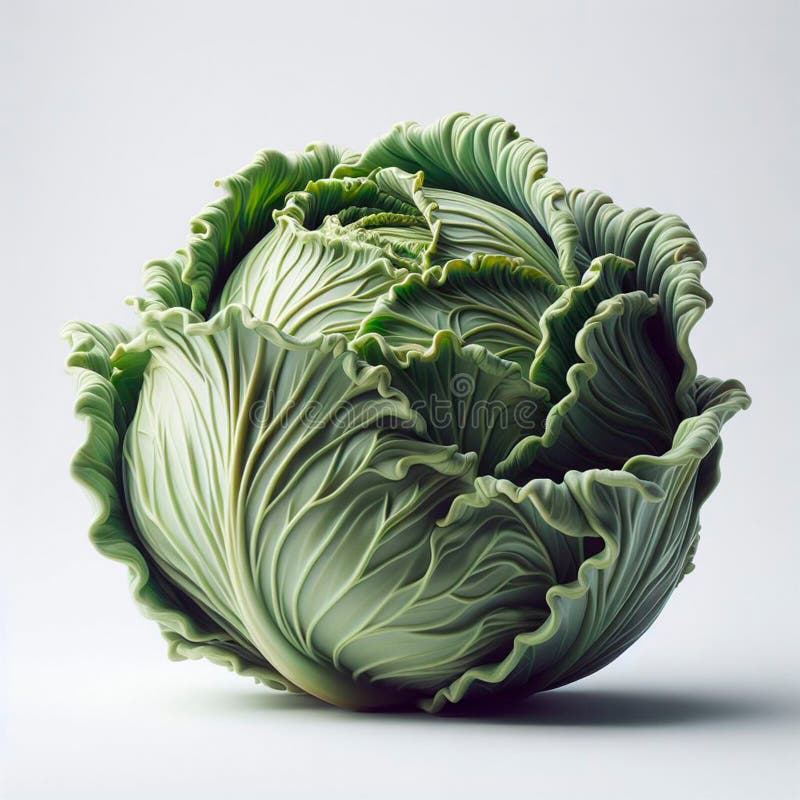 Cabbage on a White Background, 3d Rendering Stock Illustration ...