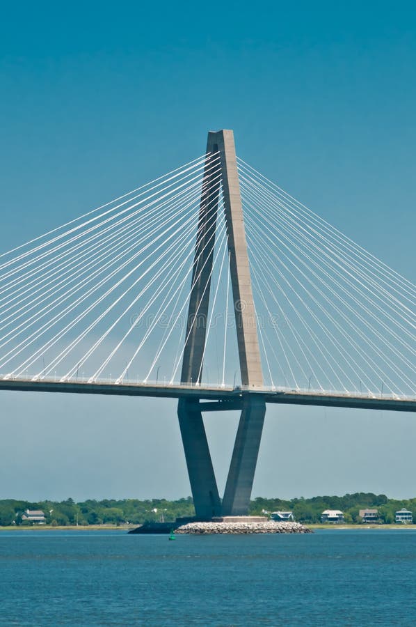 Cabble-stayed Bridge Section Over a River Stock Photo - Image of ...