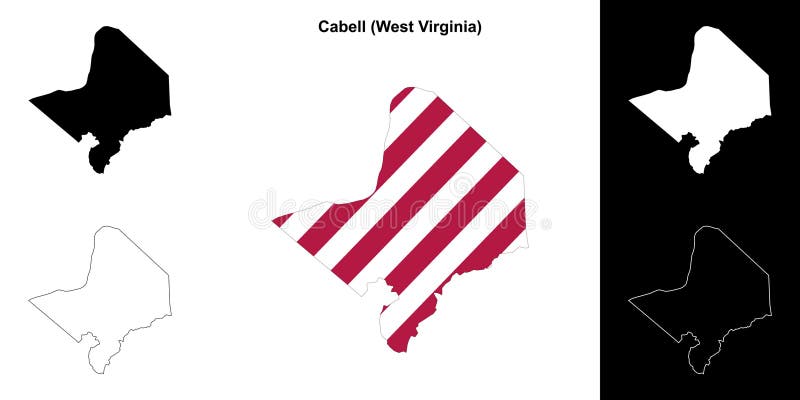 Cabell outline map stock vector. Illustration of virginia - 324289603
