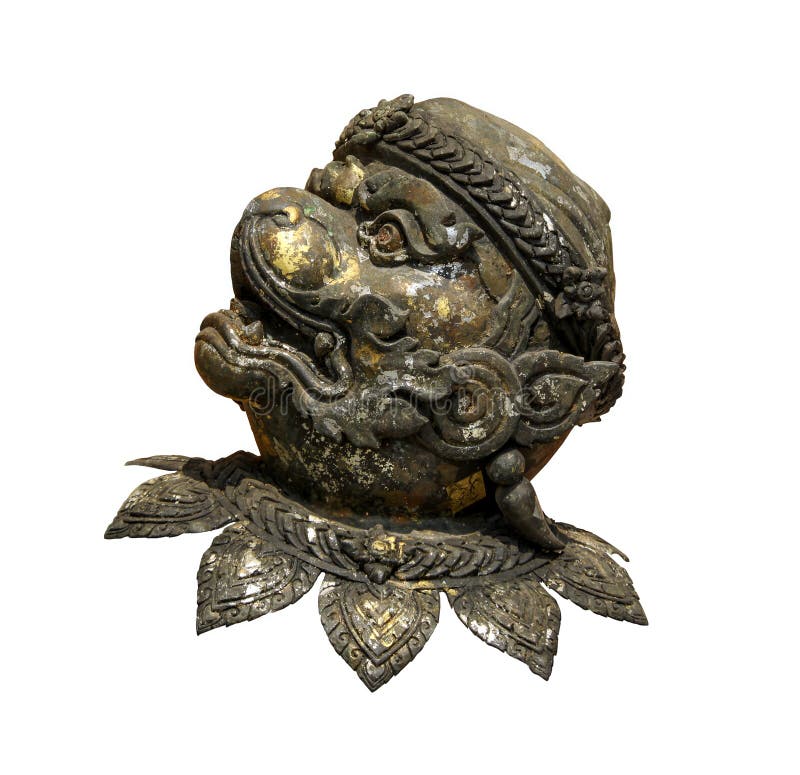 Estatua De Manuman De Bronce Aislado Sobre Blanco. Hanuman Se Sienta En ...