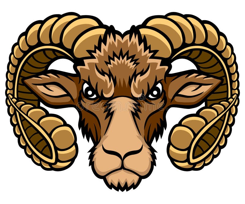 Cráneo Del Carnero Con Grandes Cuernos Del Aries Y Pentagram Invertido ...