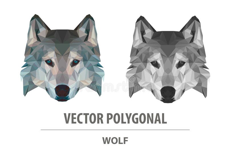 Cabeza Poligonal Del Lobo Del Color Del Vector Ilustración del Vector ...