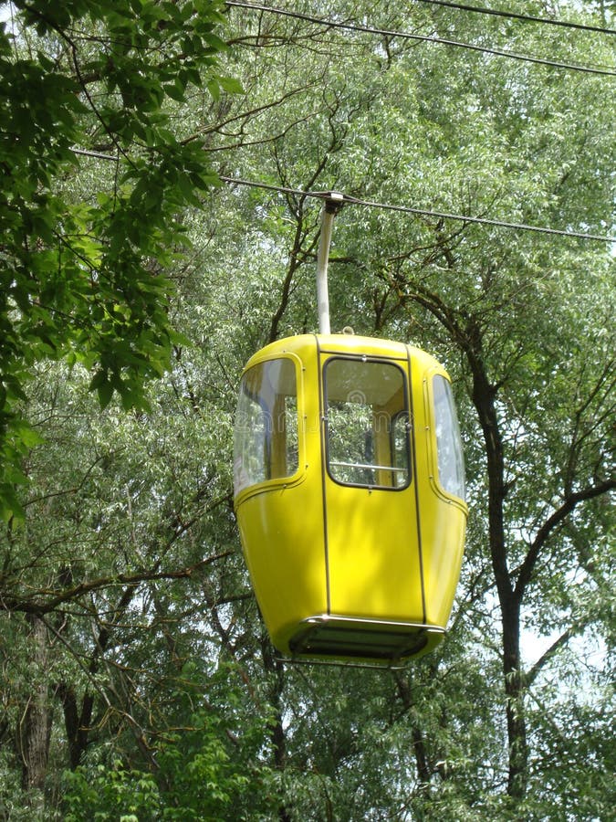 Cabin of Cable Car on the Background of the Forest Stock Photo - Image ...