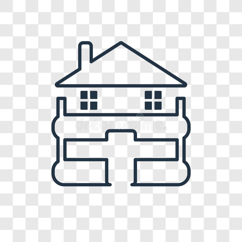 Cabin Concept Vector Linear Icon Isolated on Transparent Background ...