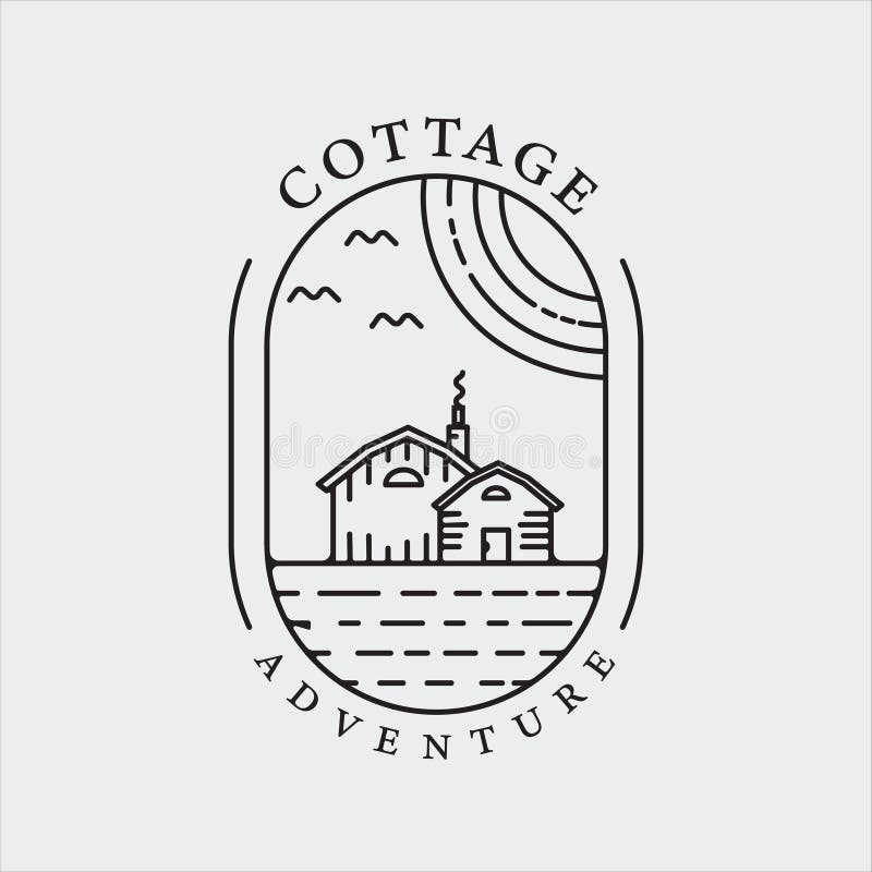 Cabin Cottage House Logo Line Art Vector Illustration Template Graphic ...