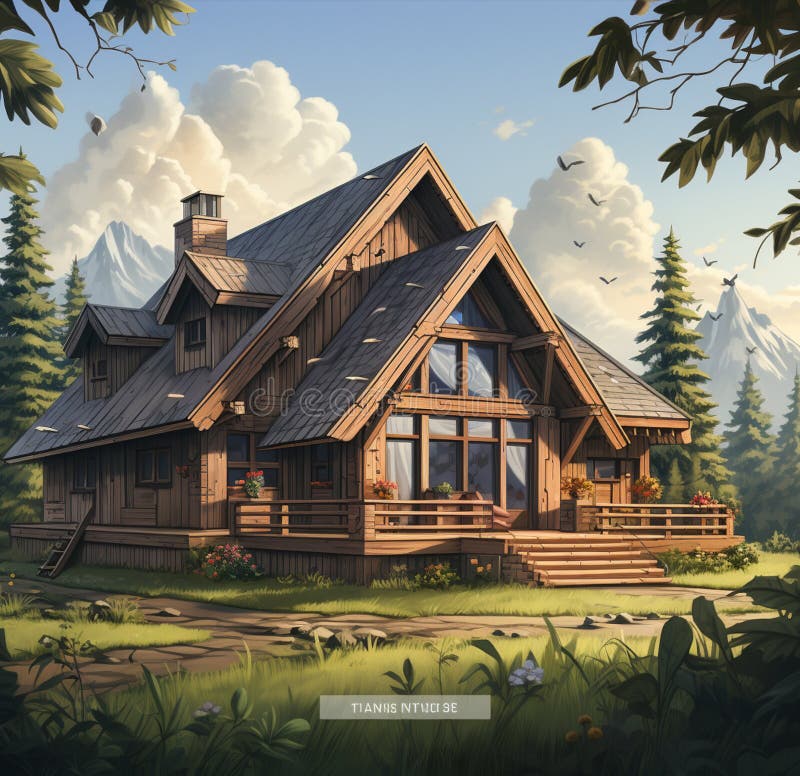 Cabin, House in the Woods 3d Rendering Stock Illustration - Illustration of travel, cottage ...